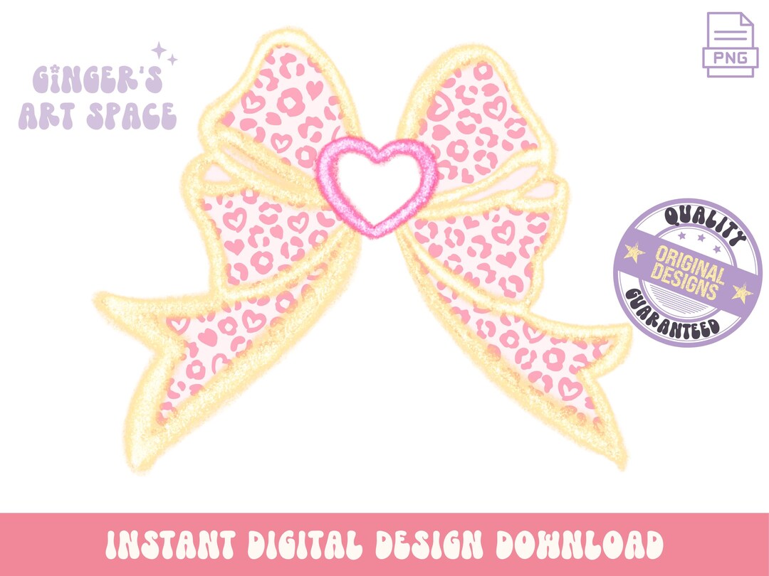 Pink Leopard Bow, Valentine's Day Coquette Design, Trendy Coquette Bow ...