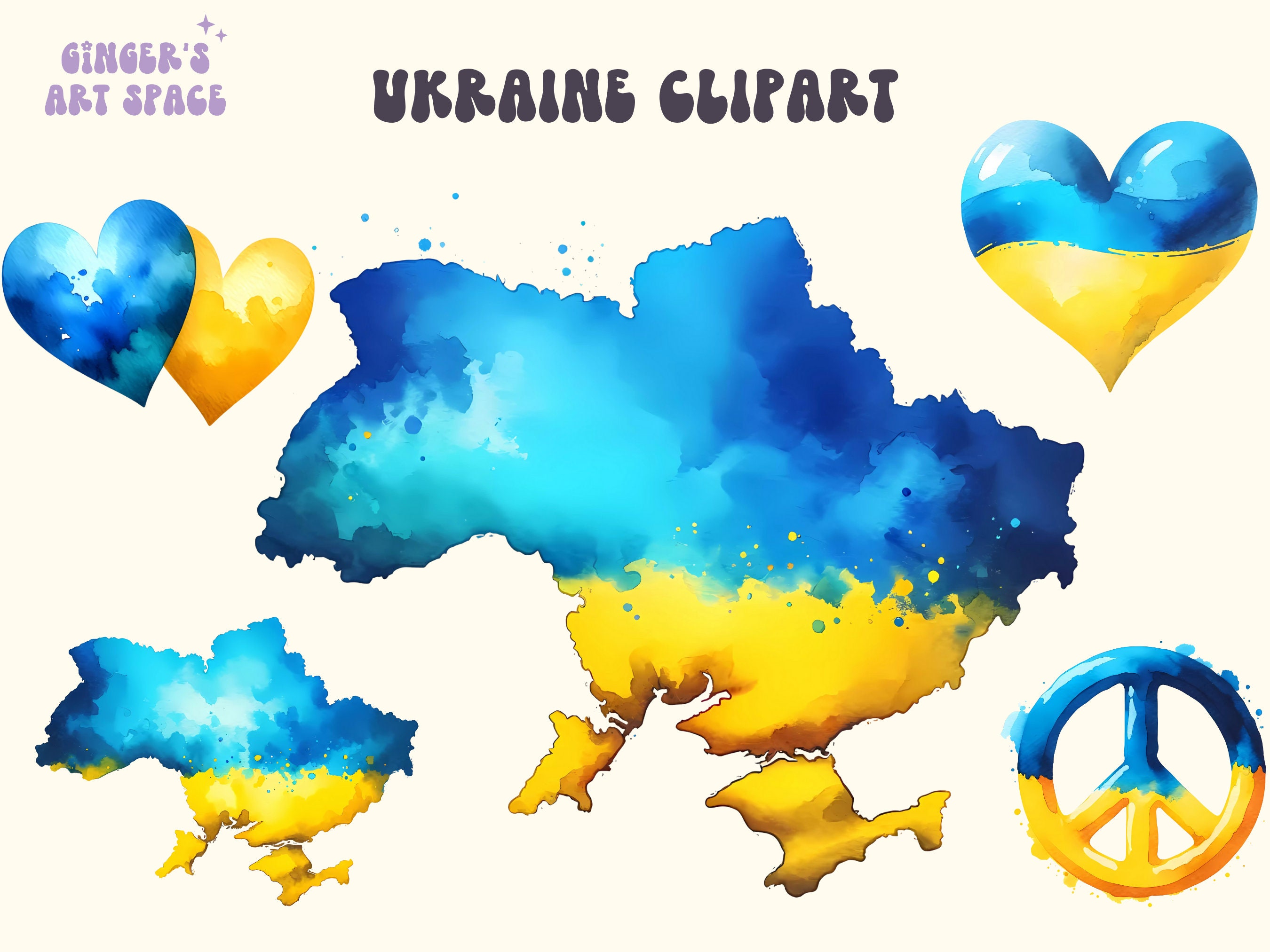 Ukraine Clipart, Ukraine PNG, Watercolor Ukraine Clipart, Stand With ...