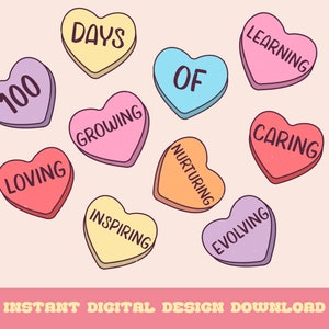 100 Days of School PNG, 100 Days of Learning, Groovy Retro Design for ...