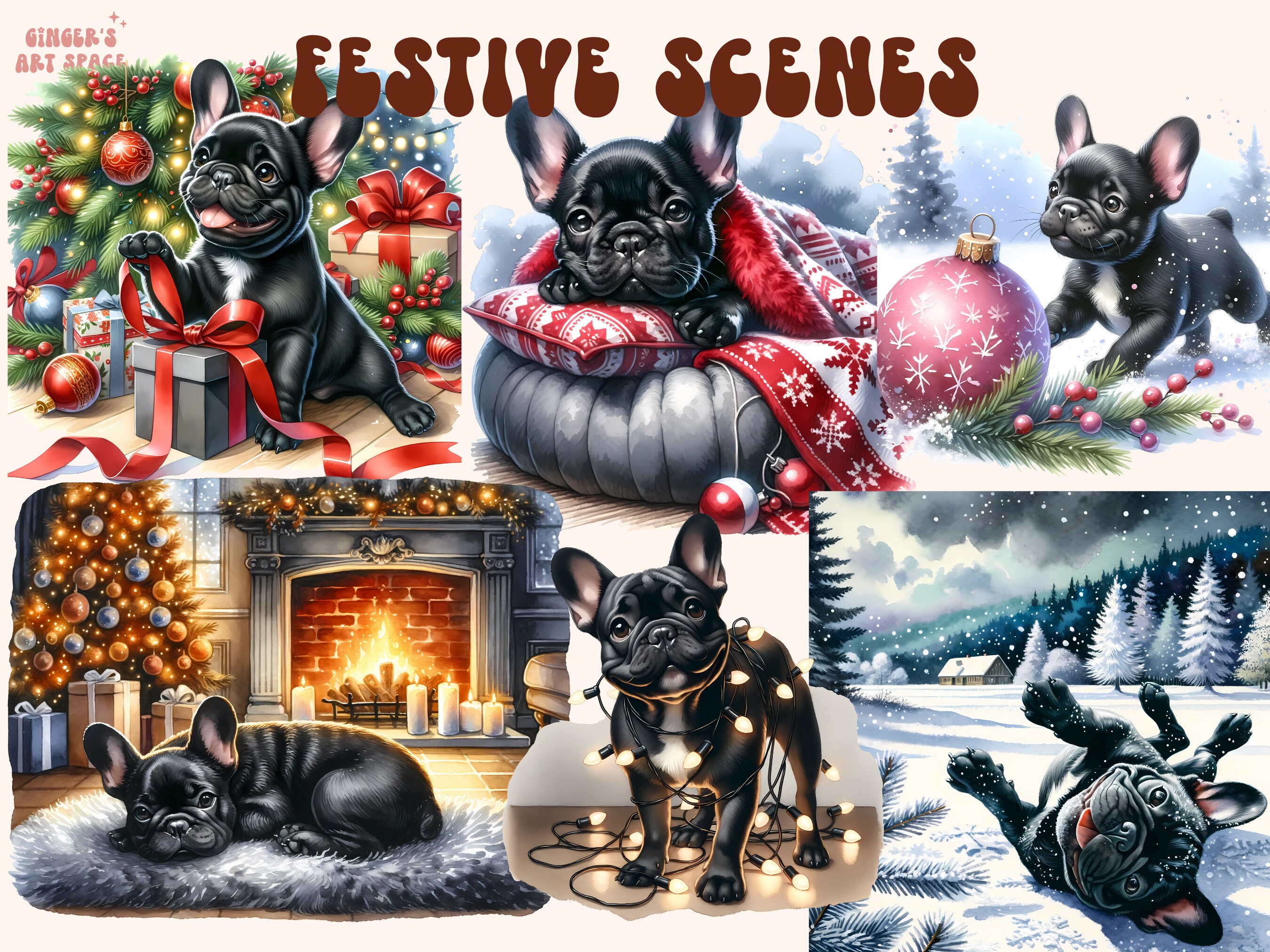 French Bulldog Clipart Bundle, Watercolor French Bulldog Clipart ...