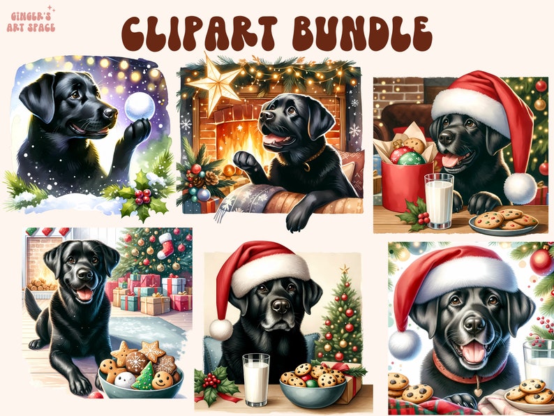 Black Lab PNG, Black Labrador Clipart Bundle, Watercolor Black Lab ...