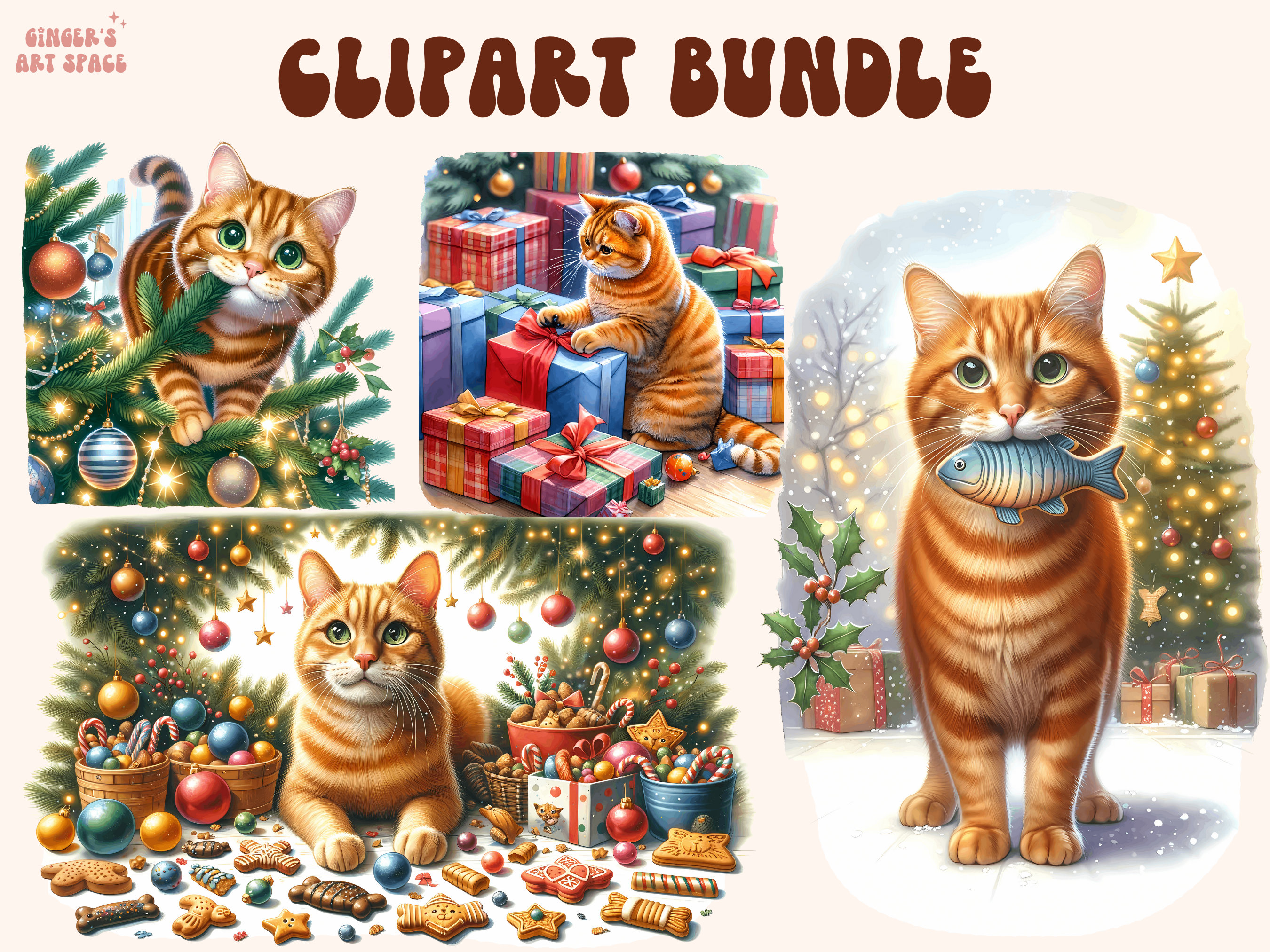 Ginger Cat Clipart Bundle Watercolor Ginger Cat Clipart - Etsy