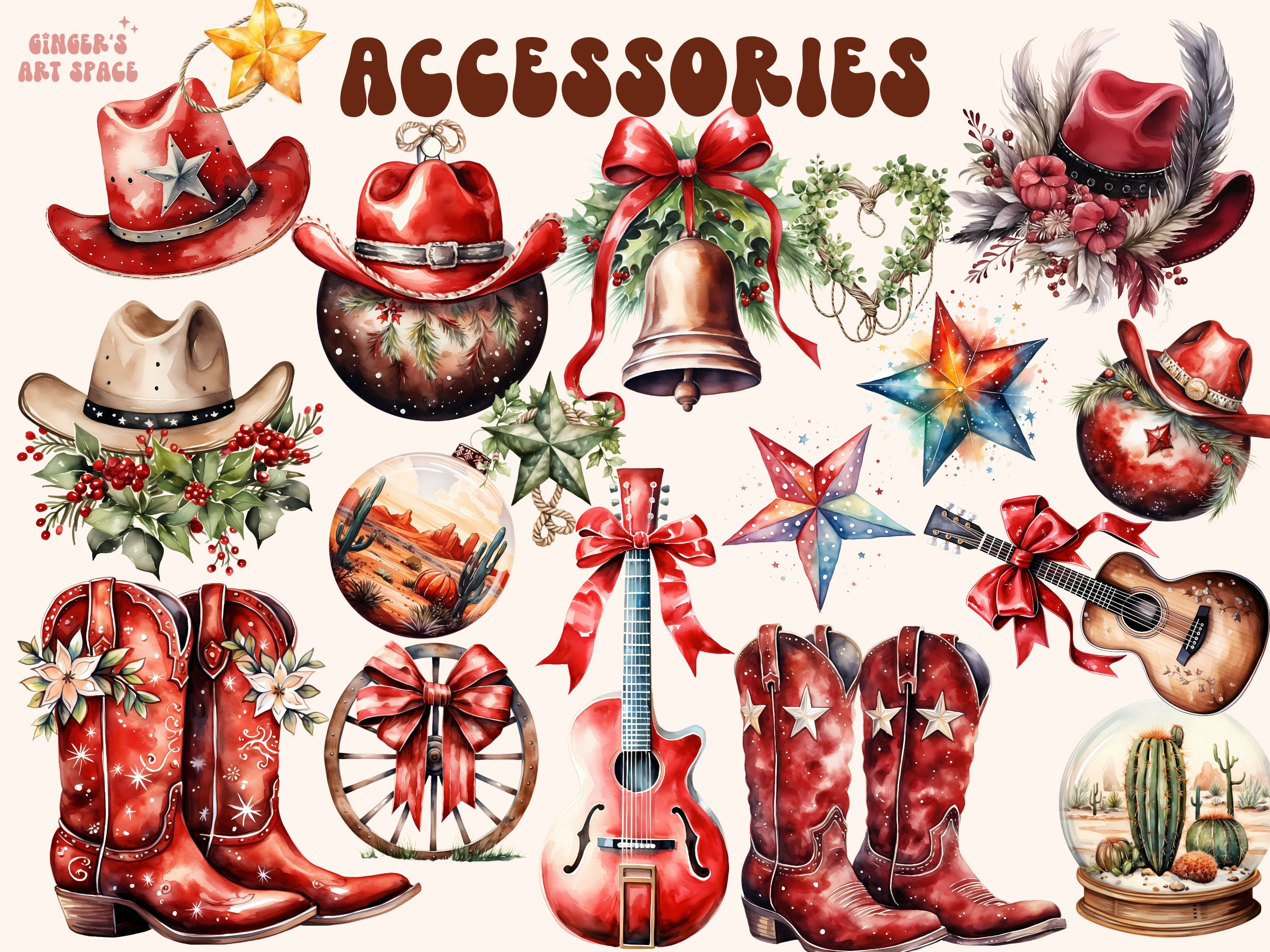 Western Christmas Clipart, Cowboy Christmas Clipart, Western Country ...