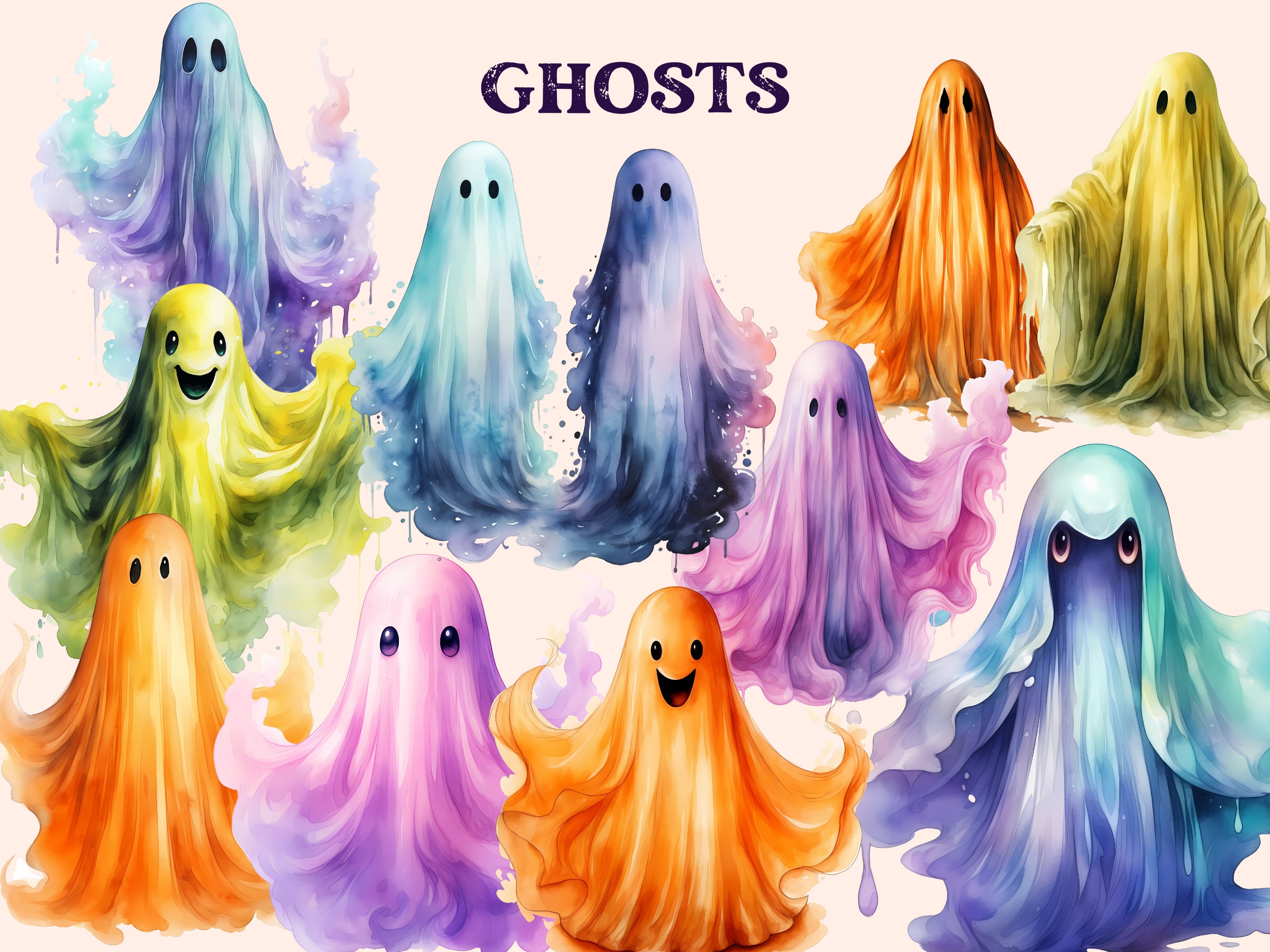 Spooky Halloween Clipart Bundle Cute Spooky Halloween - Etsy