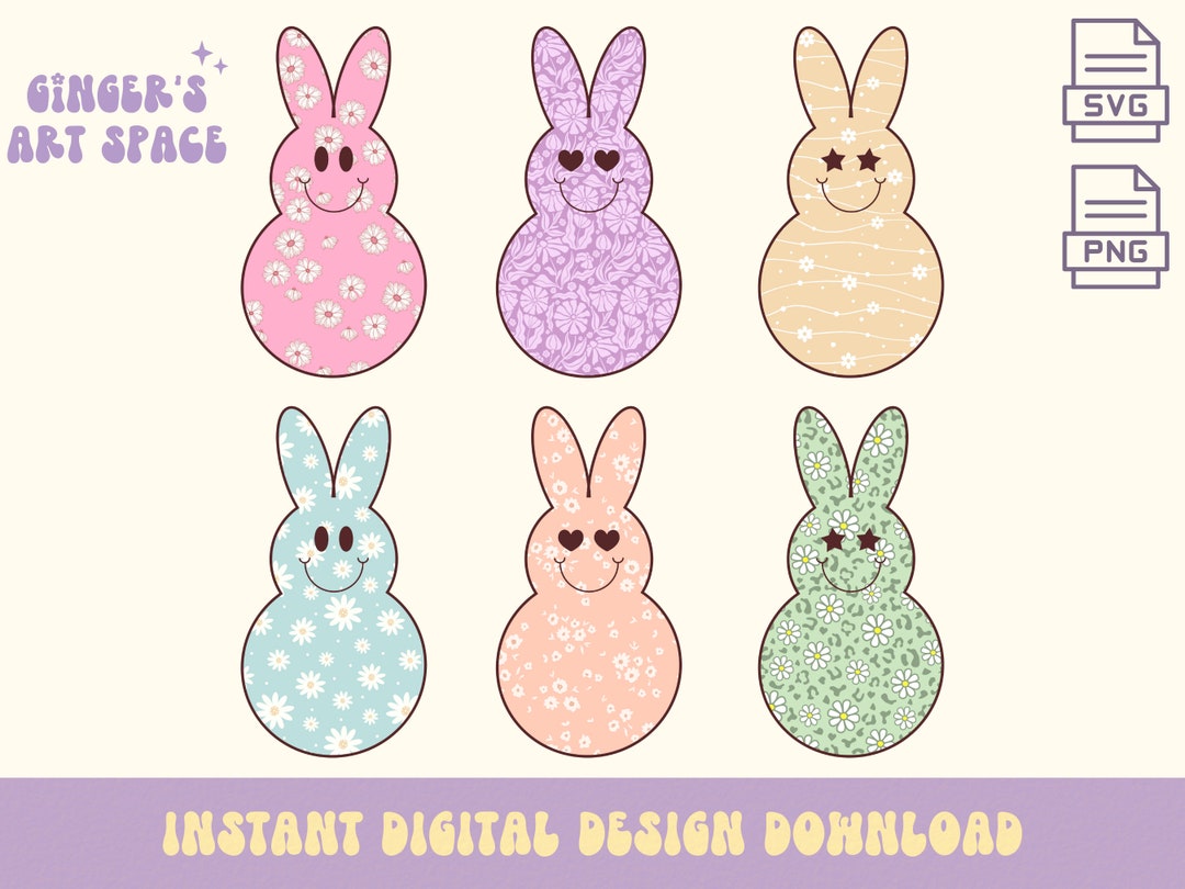 Floral Peeps PNG, Retro Groovy Easter Sublimation, Retro Easter PNG ...