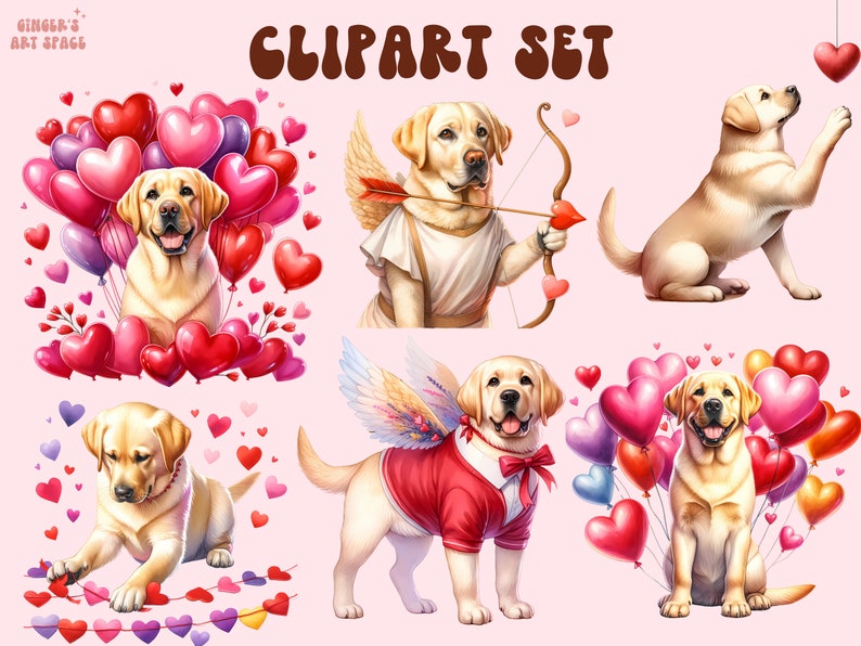Yellow Lab PNG, Yellow Labrador Clipart Bundle, Watercolor Yellow Lab ...