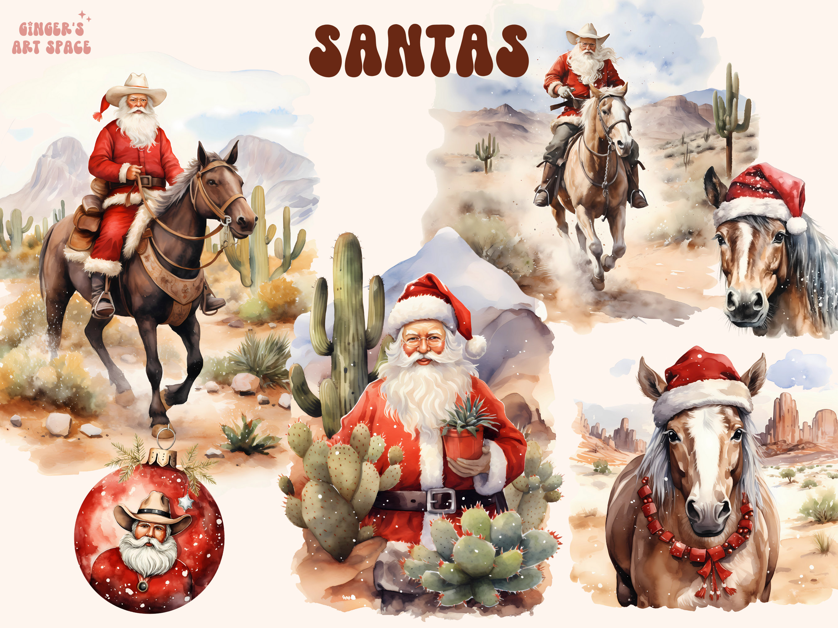 Western Christmas Clipart, Cowboy Christmas Clipart, Western Country ...