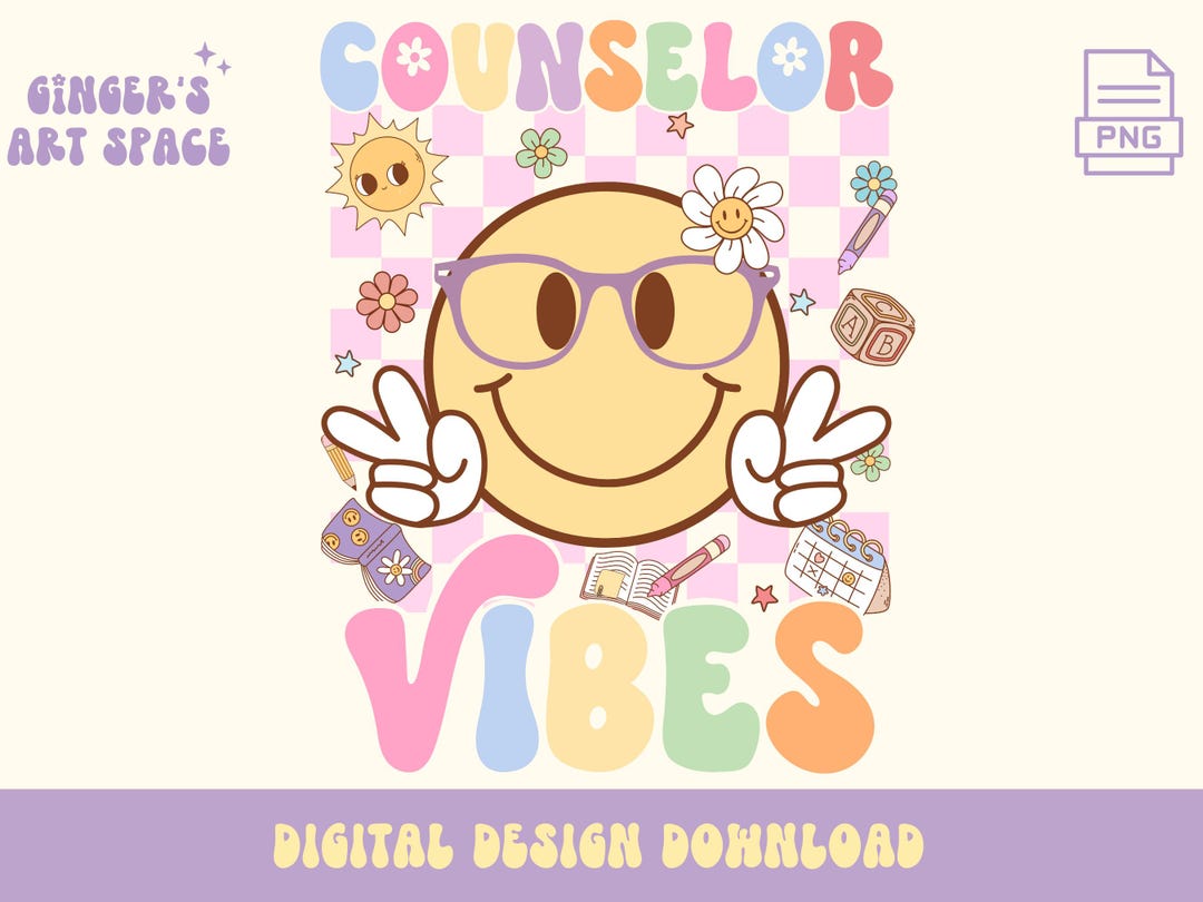 Groovy Counselor Vibes PNG, Groovy Counselor Back to School PNG, Retro ...