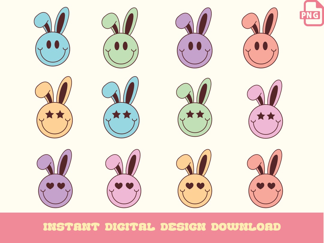Easter Bunnies PNG, Retro Groovy Easter Sublimation, Retro Easter PNG ...