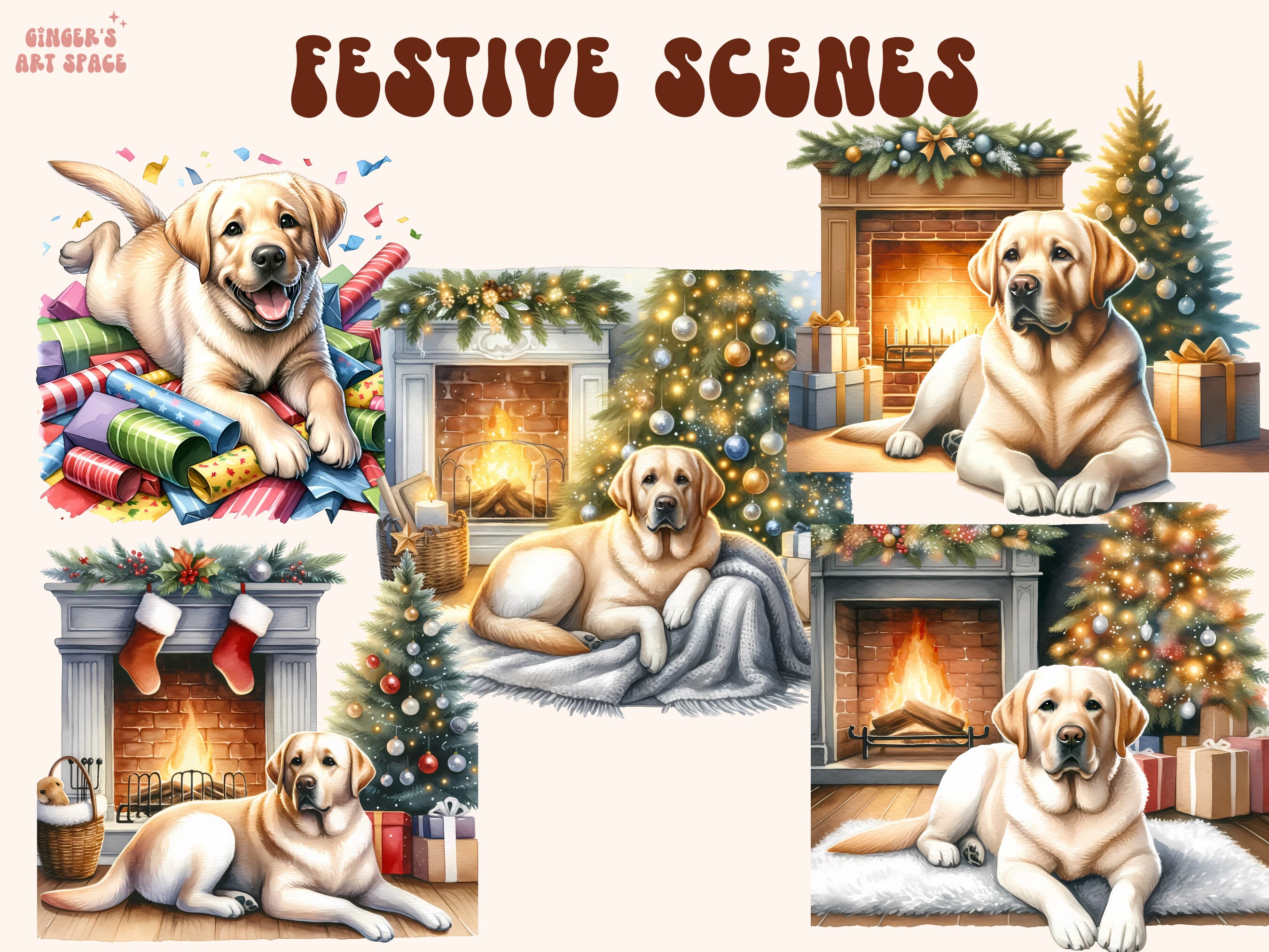 Yellow Lab PNG, Yellow Labrador Clipart Bundle, Watercolor Yellow Lab ...