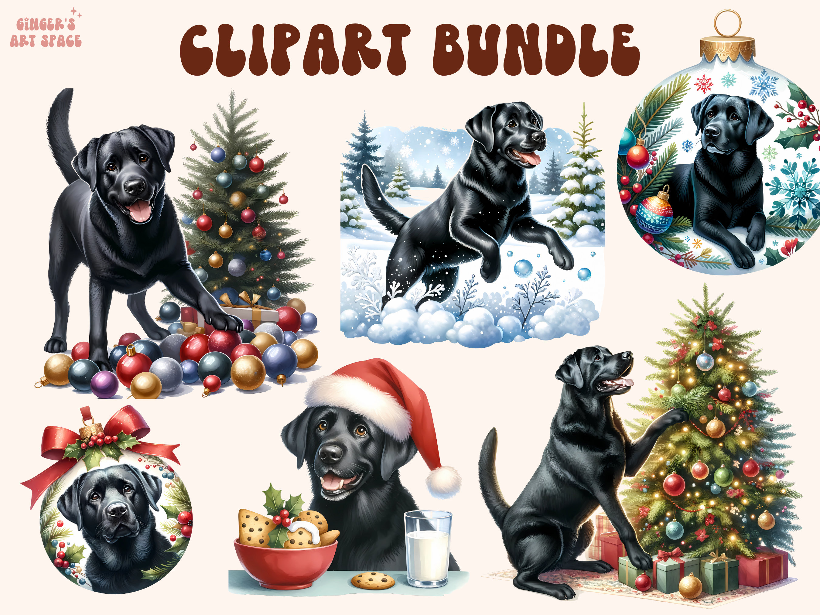 Black Lab PNG, Black Labrador Clipart Bundle, Watercolor Black Lab ...