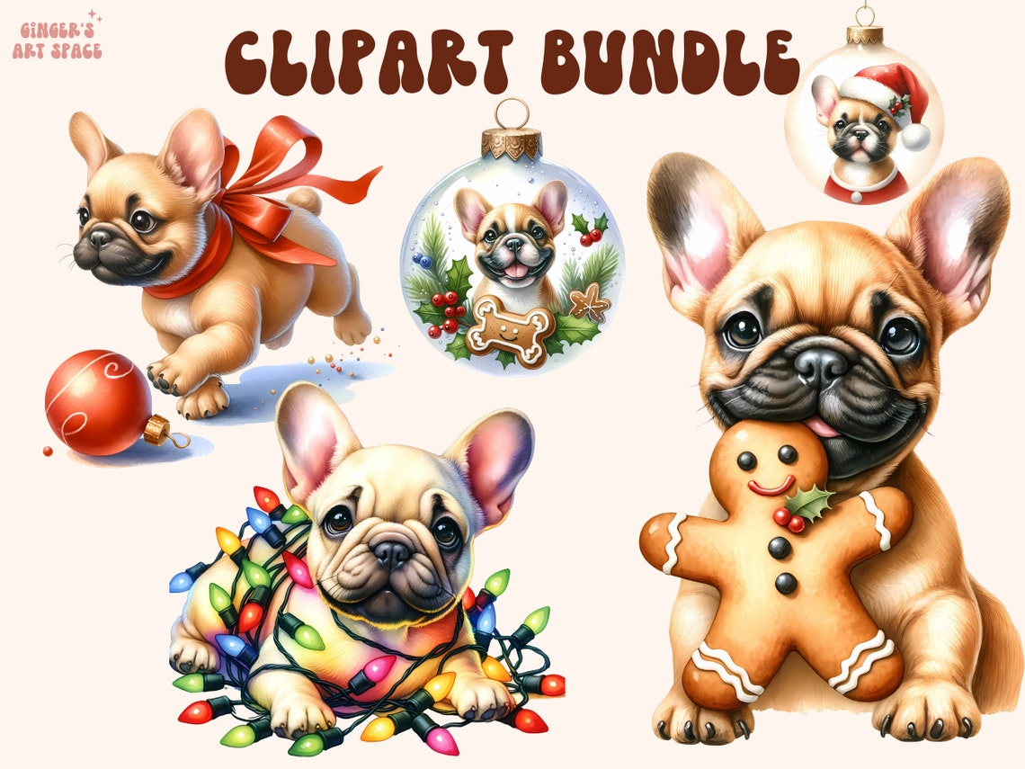 French Bulldog Clipart Bundle, Watercolor French Bulldog Clipart ...