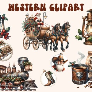Rustic Western Christmas Clipart, Vintage Christmas Design Bundle, Wild ...