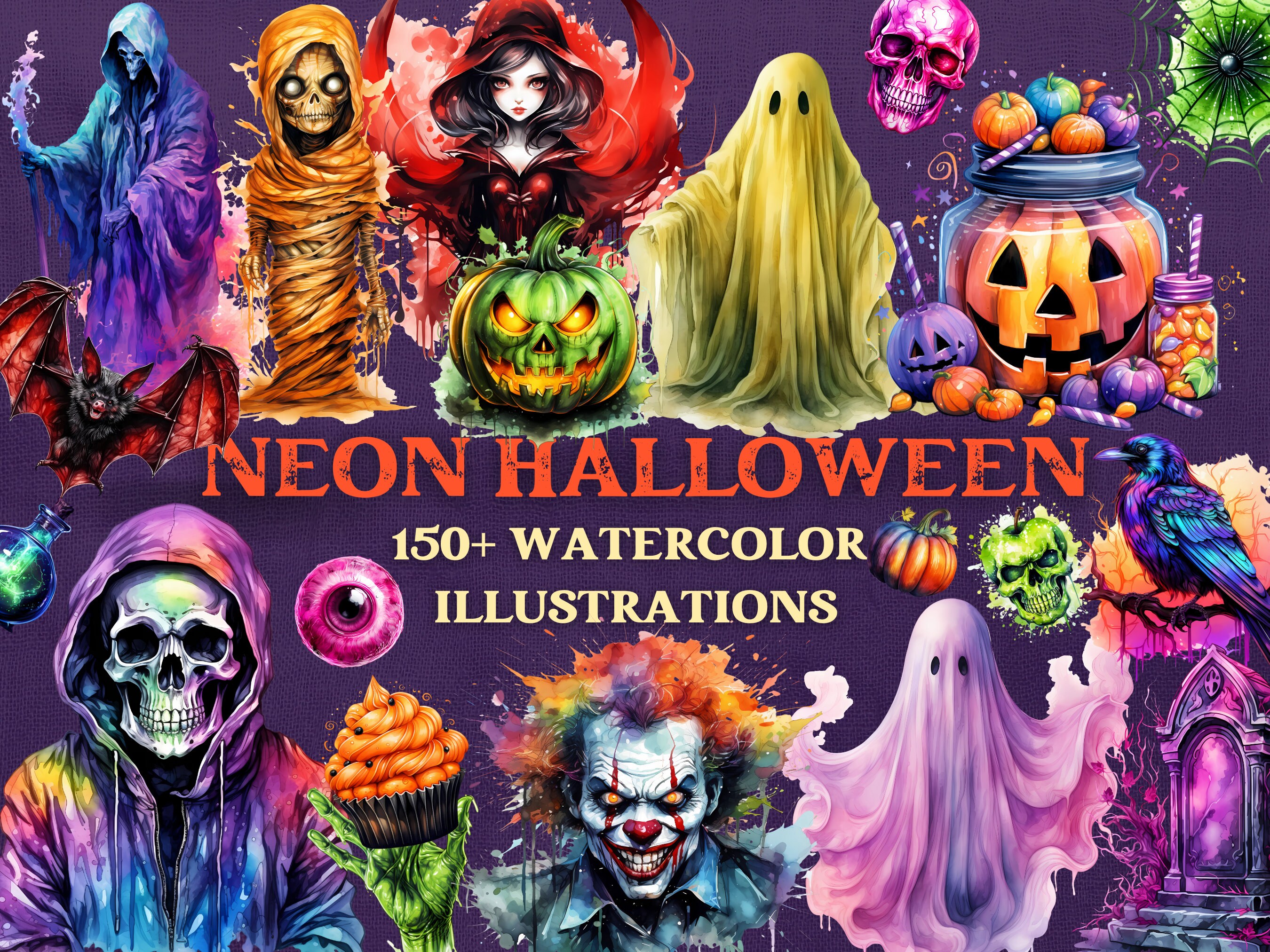 Spooky Halloween Clipart Bundle, Cute Spooky Halloween Sublimation ...
