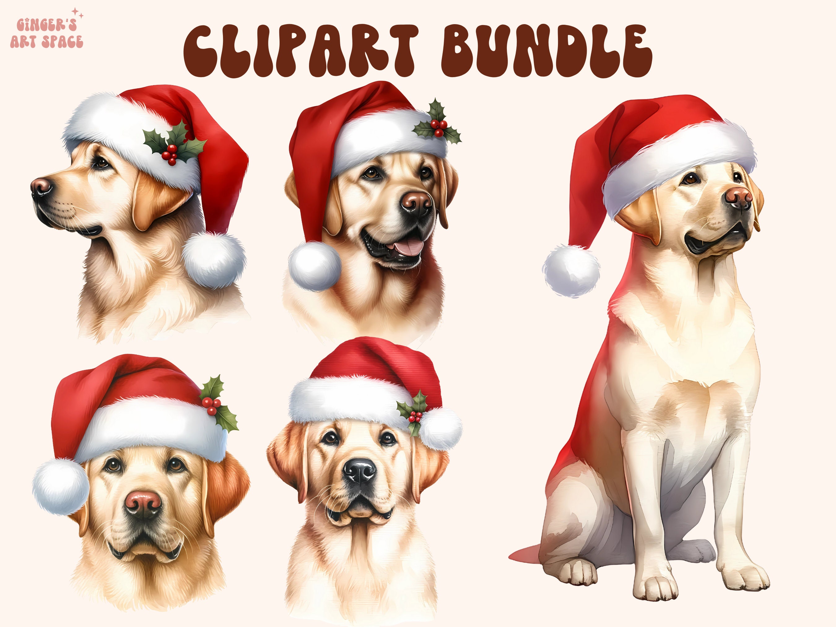 Yellow Lab PNG, Yellow Labrador Clipart Bundle, Watercolor Yellow Lab ...