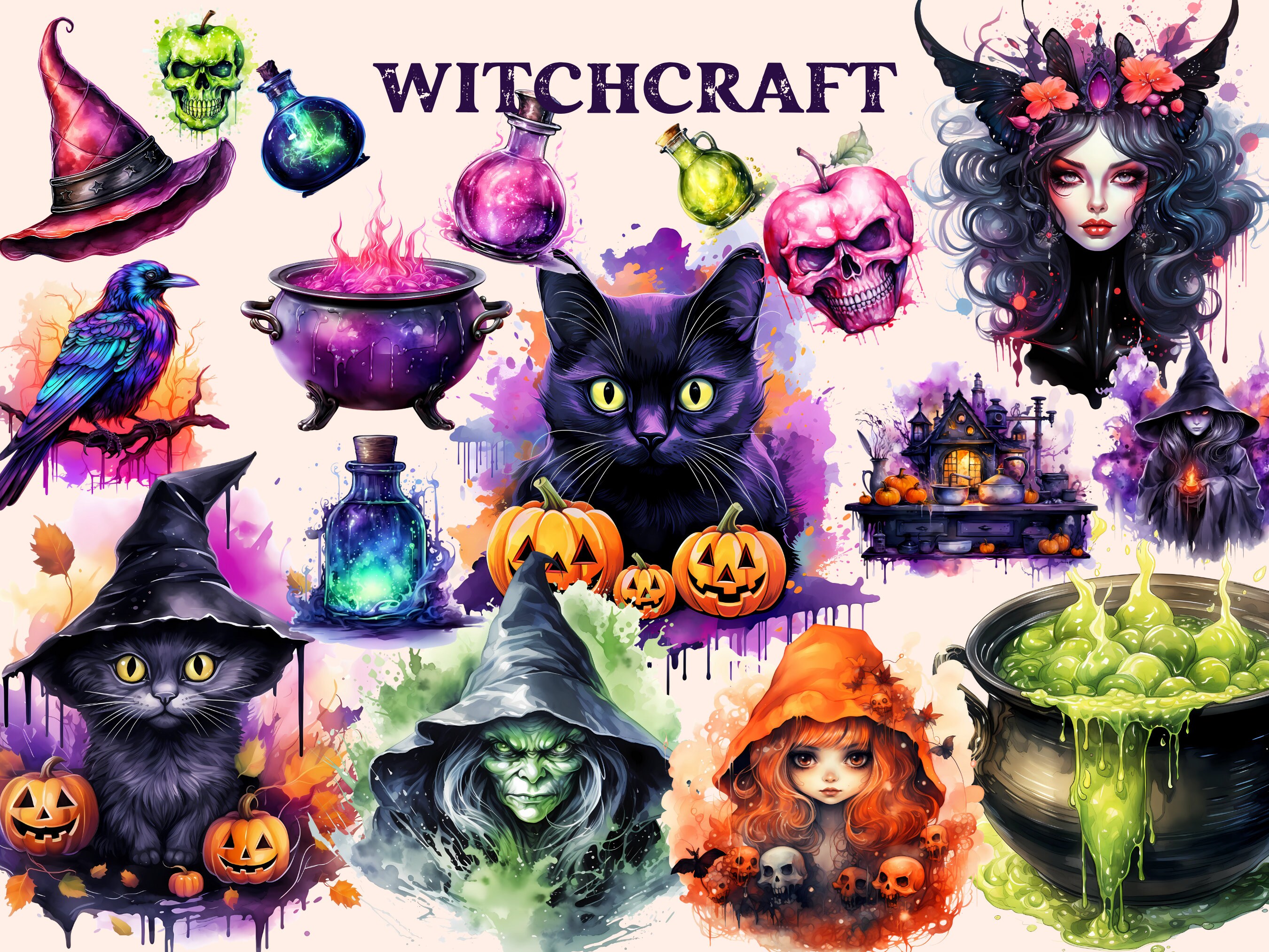 Spooky Halloween Clipart Bundle, Cute Spooky Halloween Sublimation ...