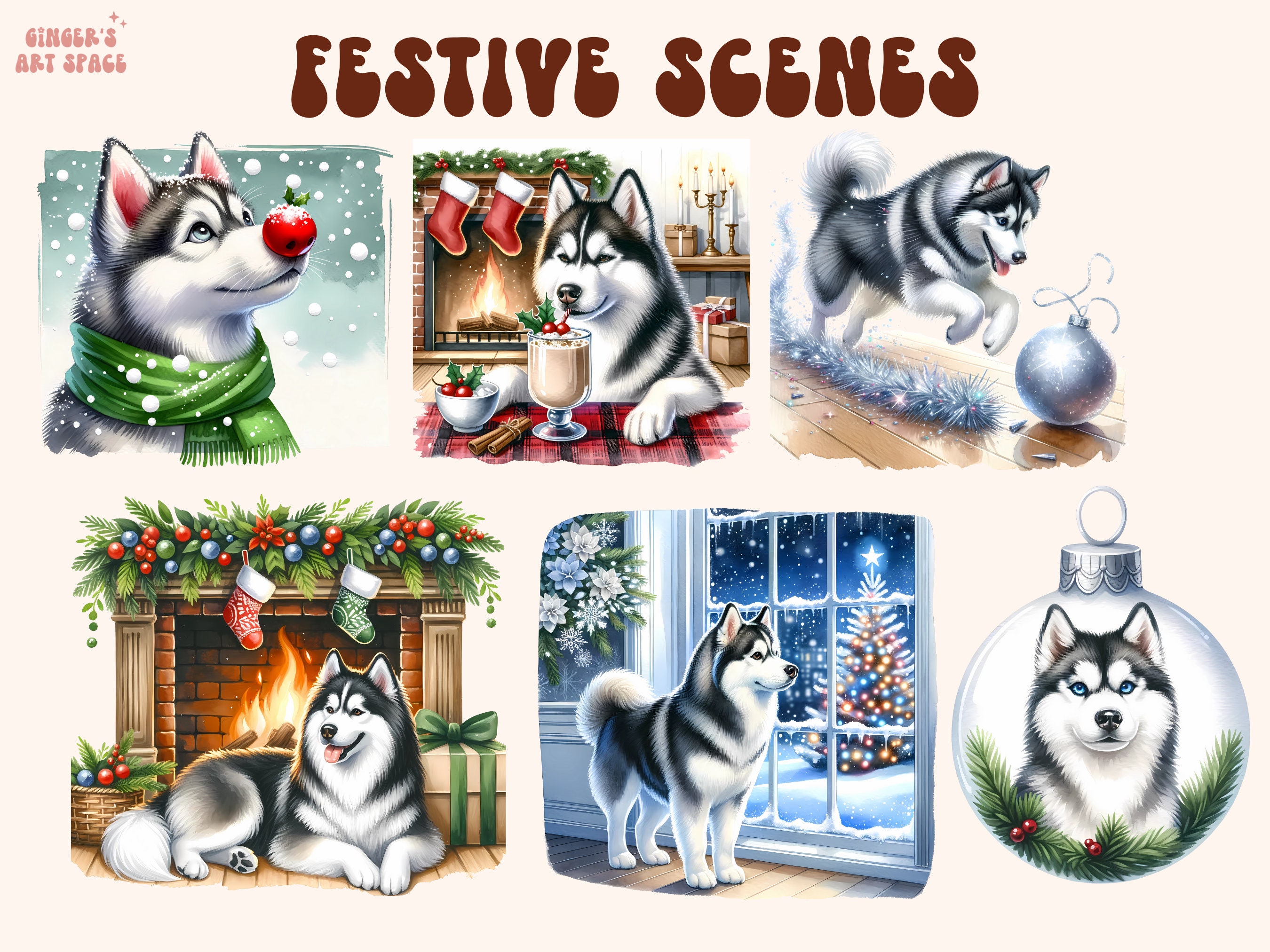 Husky PNG, Husky Clipart Bundle, Watercolor Husky Clipart, Dog Lovers ...
