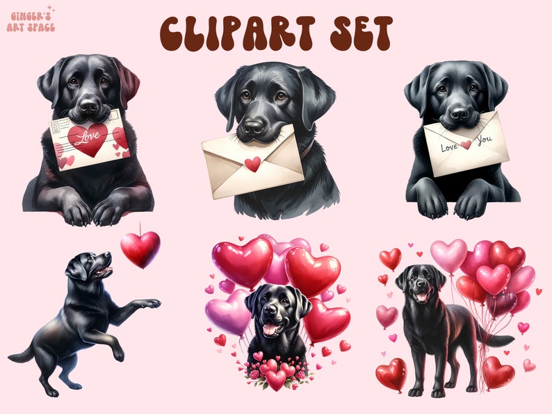Black Lab PNG, Black Labrador Clipart Bundle, Watercolor Black Lab ...