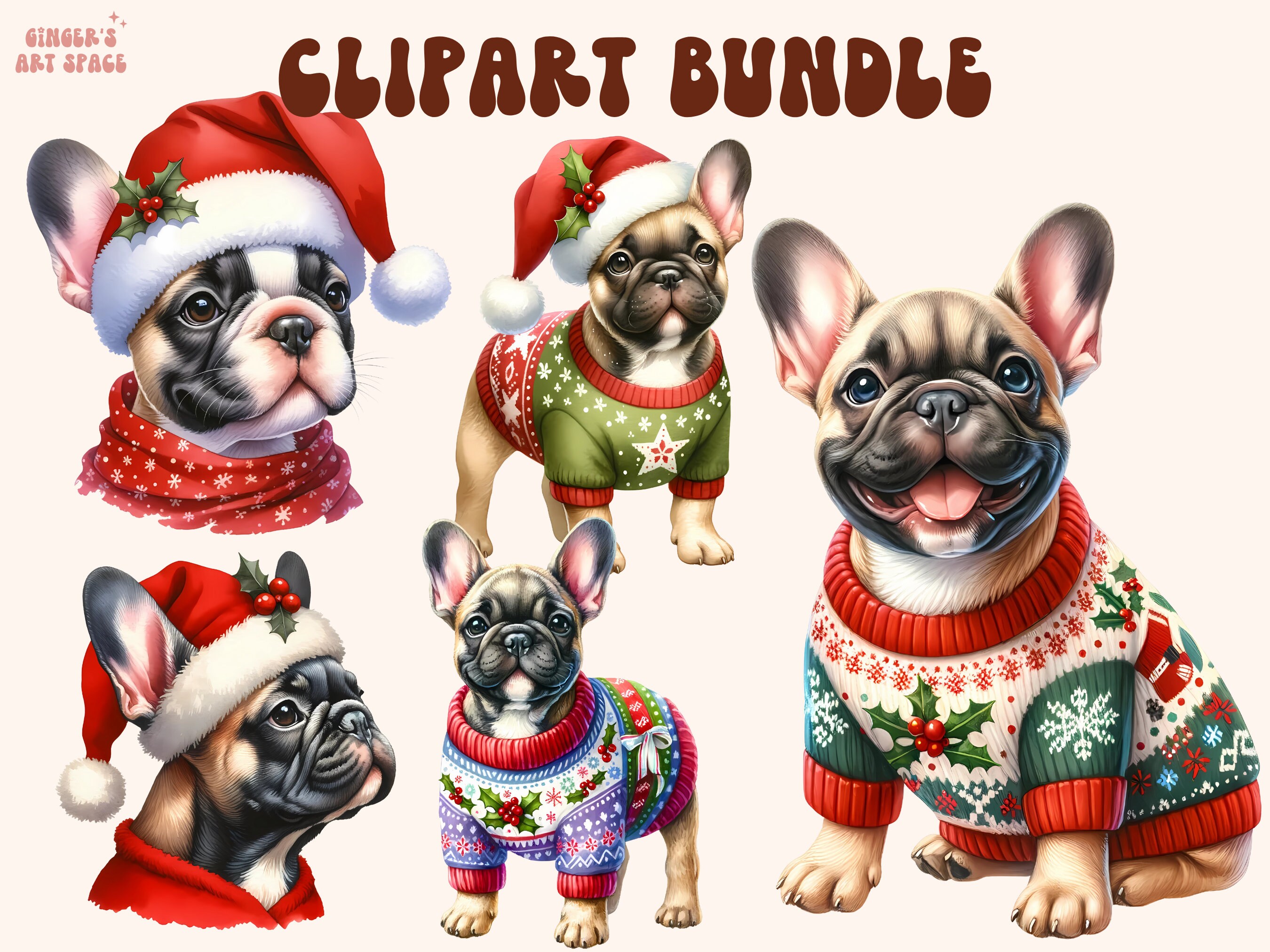 French Bulldog Clipart Bundle, Watercolor French Bulldog Clipart ...