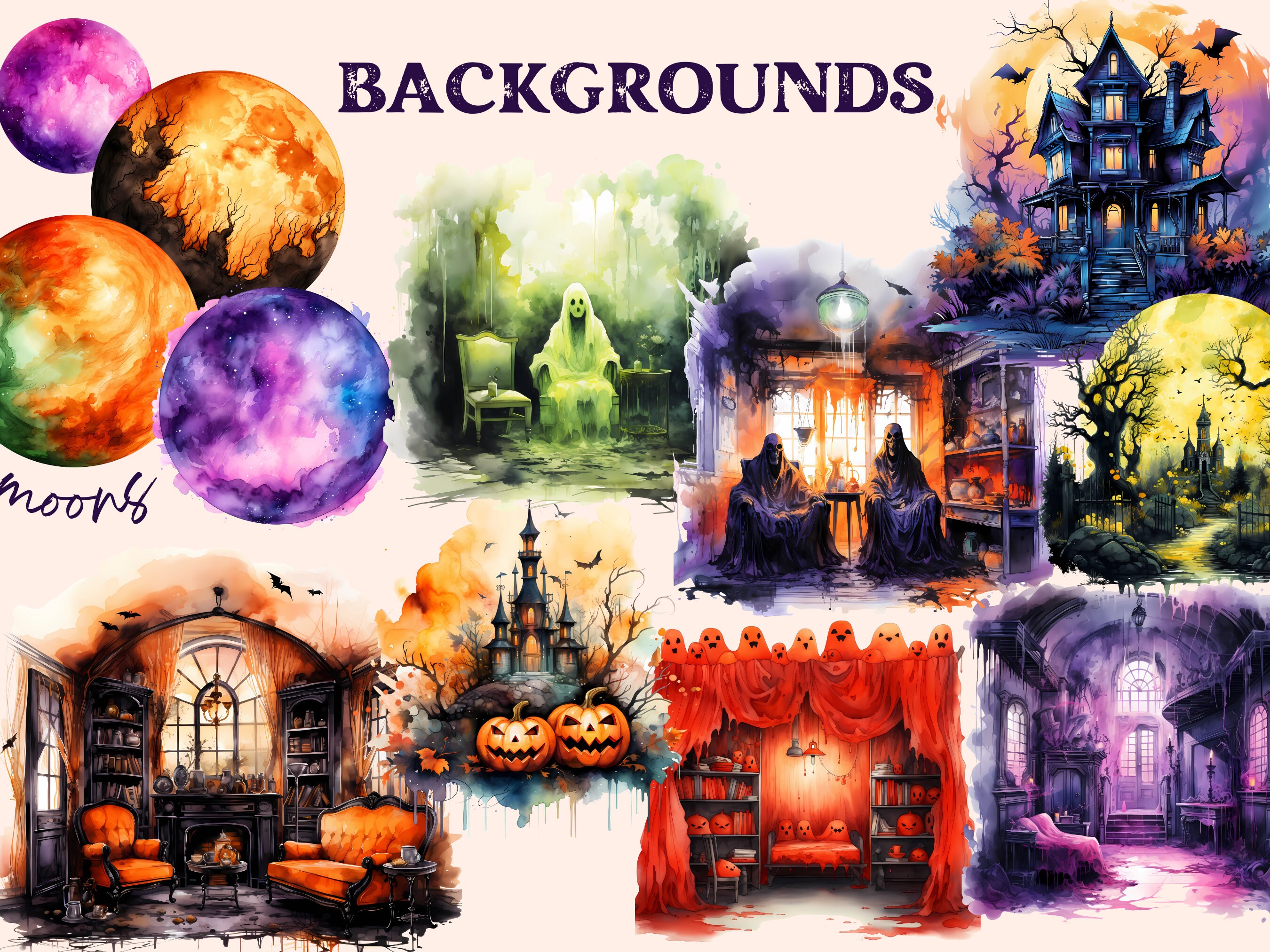 Spooky Halloween Clipart Bundle, Cute Spooky Halloween Sublimation ...