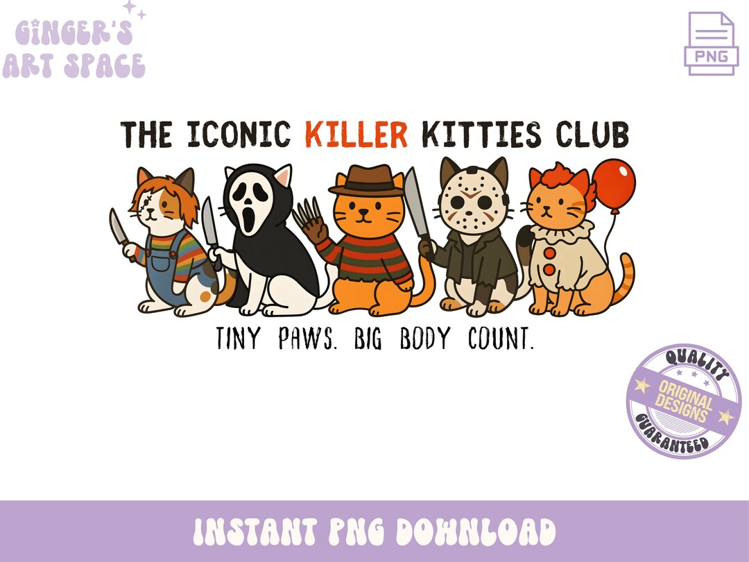 Horror Movie Cats PNG Sublimation, Horror Movie Kitty, Spooky Cat Lover ...