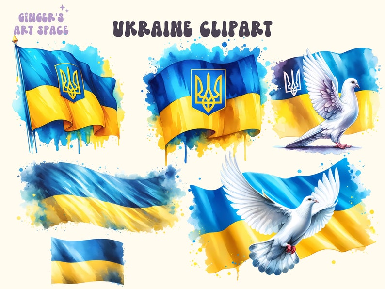 Ukraine Clipart, Ukraine PNG, Watercolor Ukraine Clipart, Stand With ...