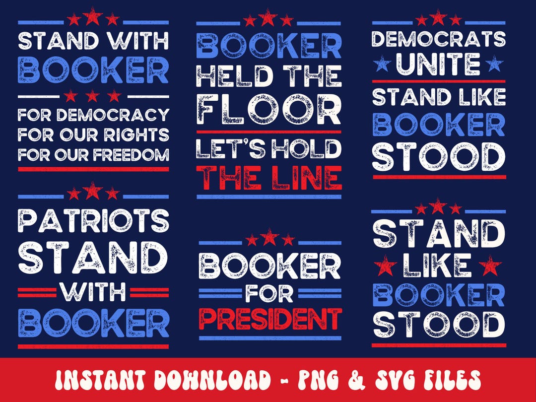 Cory Booker PNG SVG Bundle, Stand With Booker Sublimation, Stand Like ...