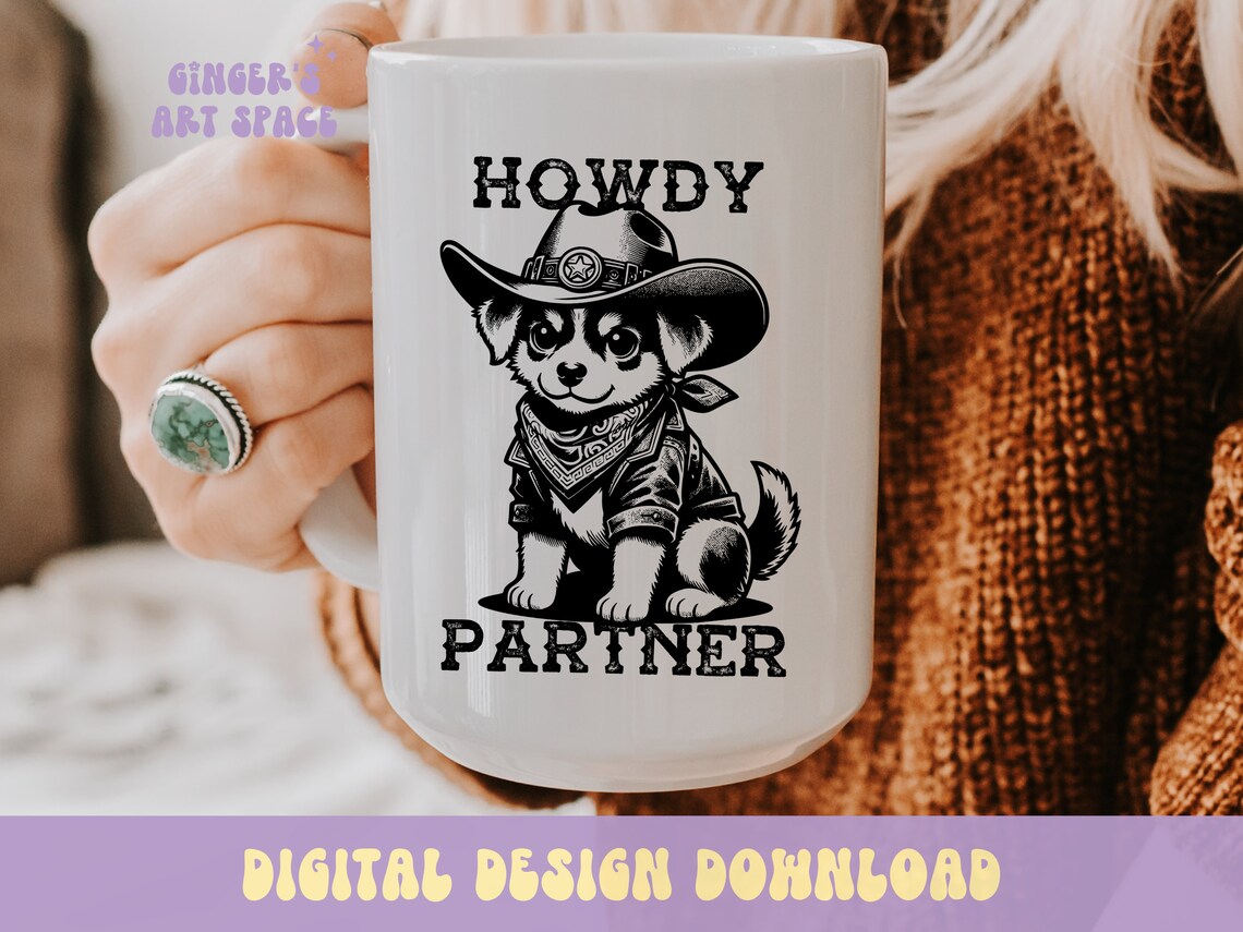Funny Dog Cowboy PNG, Howdy Partner Cowboy Sublimation, Funny Western ...