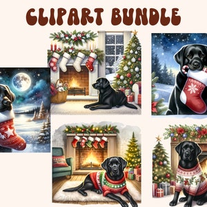 Black Lab PNG, Black Labrador Clipart Bundle, Watercolor Black Lab ...
