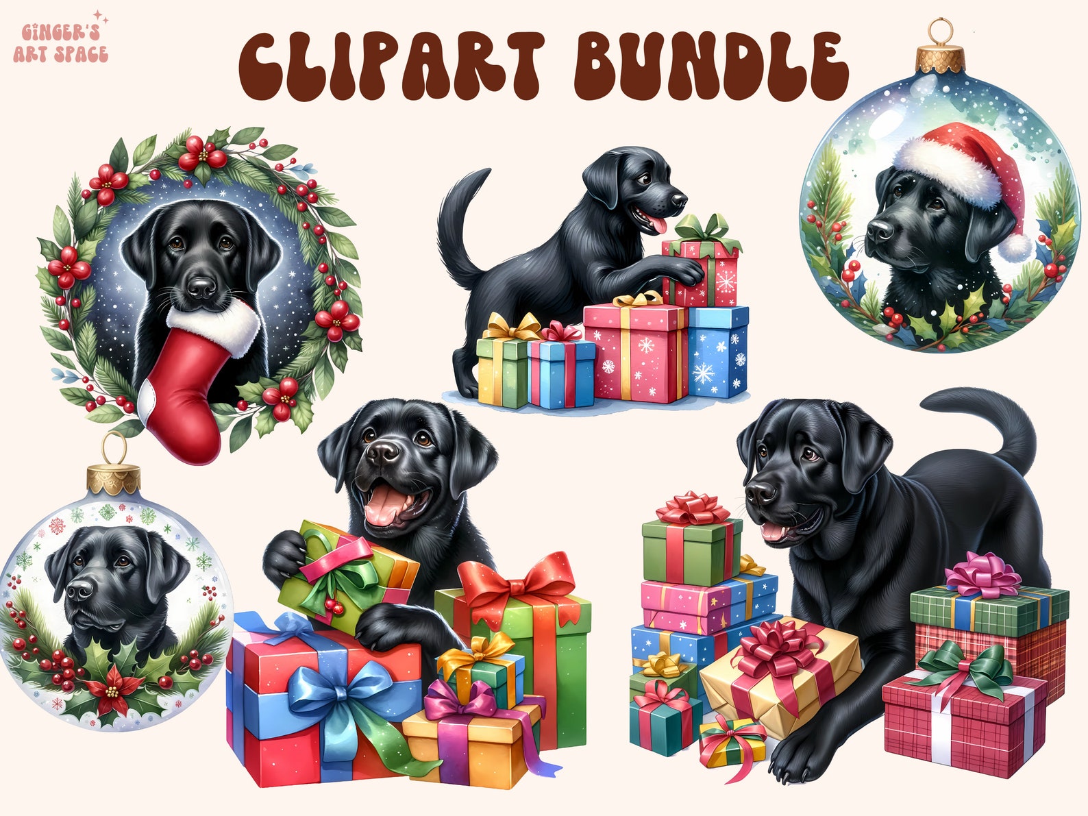 Black Lab PNG, Black Labrador Clipart Bundle, Watercolor Black Lab ...