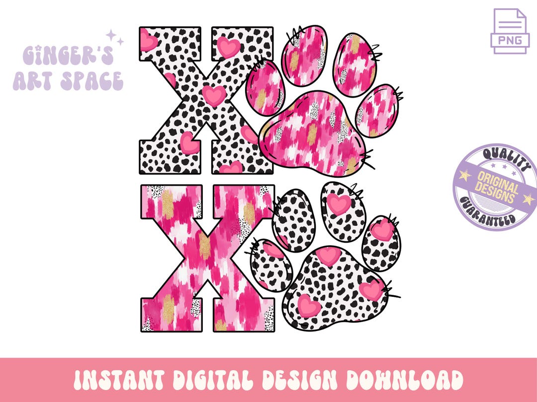 Xoxo Paw Print Png, Trendy Paint Brushstroke Pet Love PNG Sublimation ...