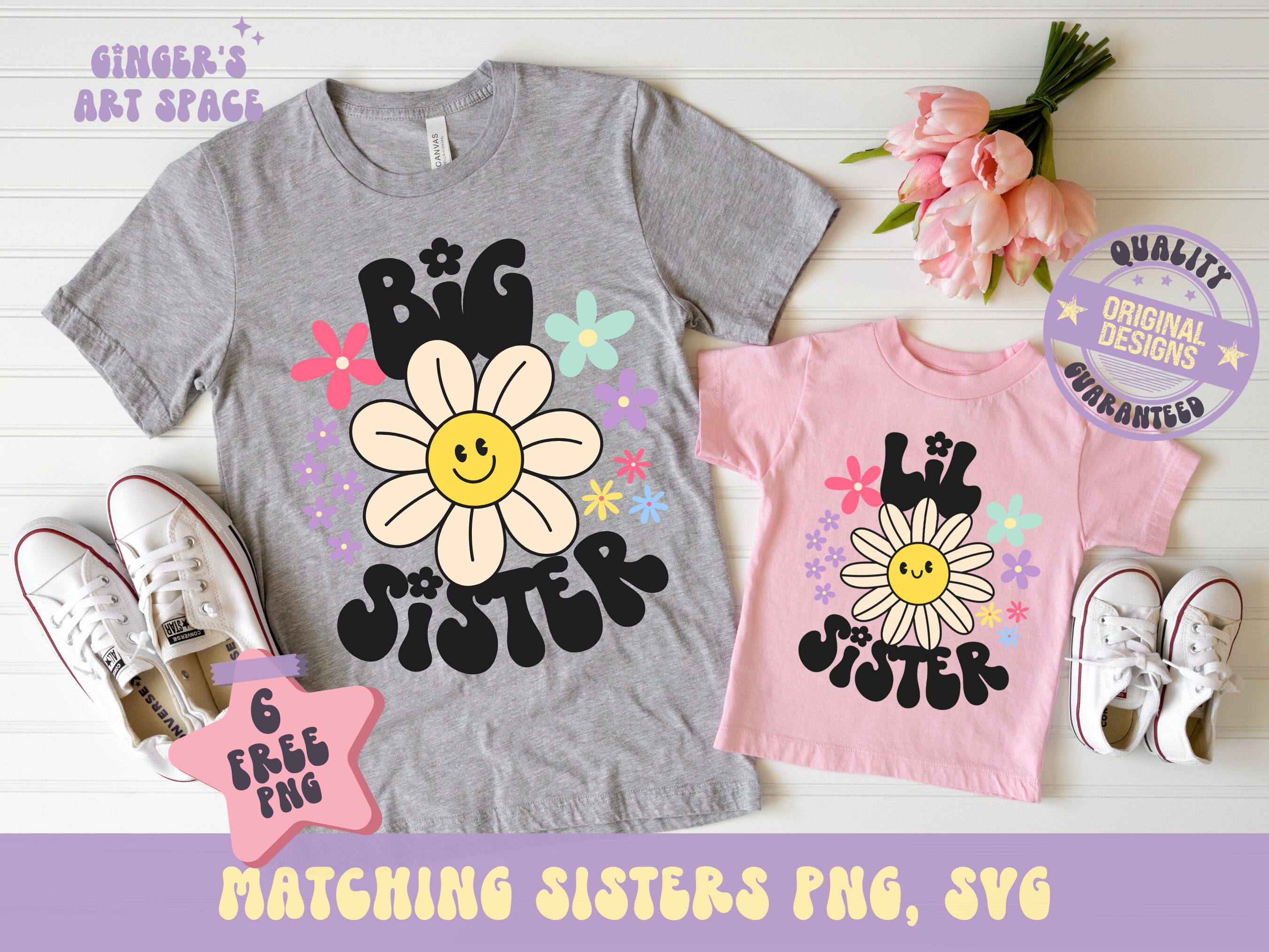 Big Sis and Lil Sis Matching Designs, Big Sister PNG, Groovy Big Sister ...