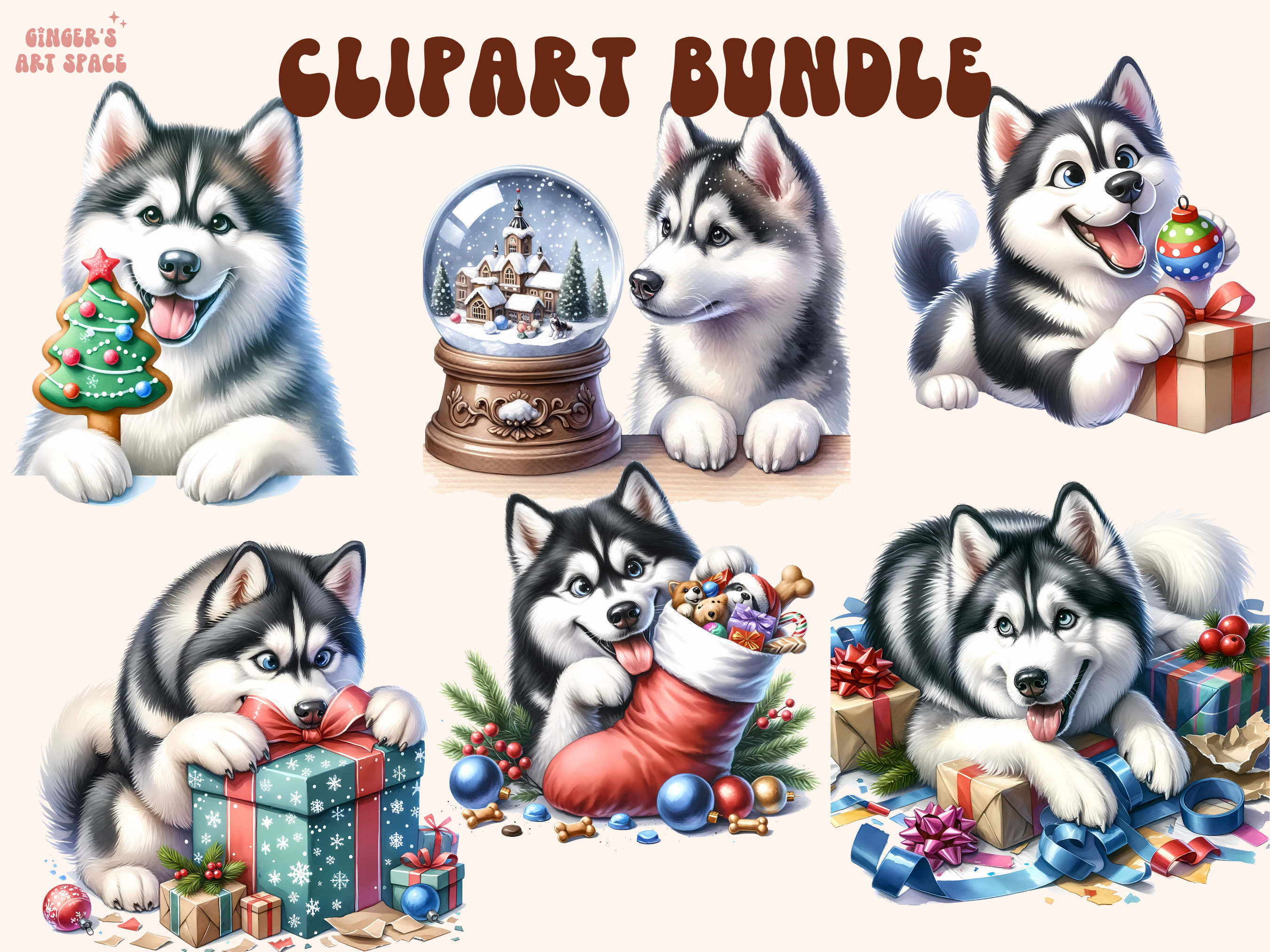 Husky PNG, Husky Clipart Bundle, Watercolor Husky Clipart, Dog Lovers ...