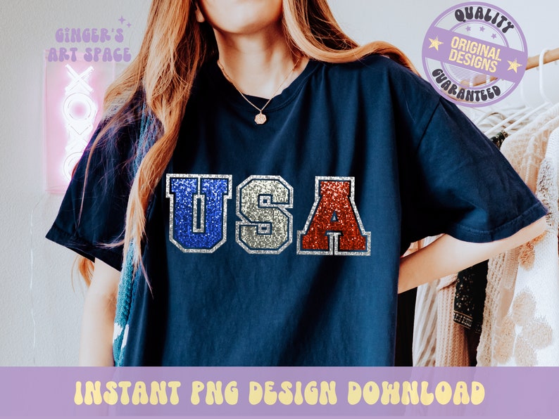 USA Sequin Design PNG, USA Glitter Design, 4th of July Shirt Design Png, Fourth of July Flag ...