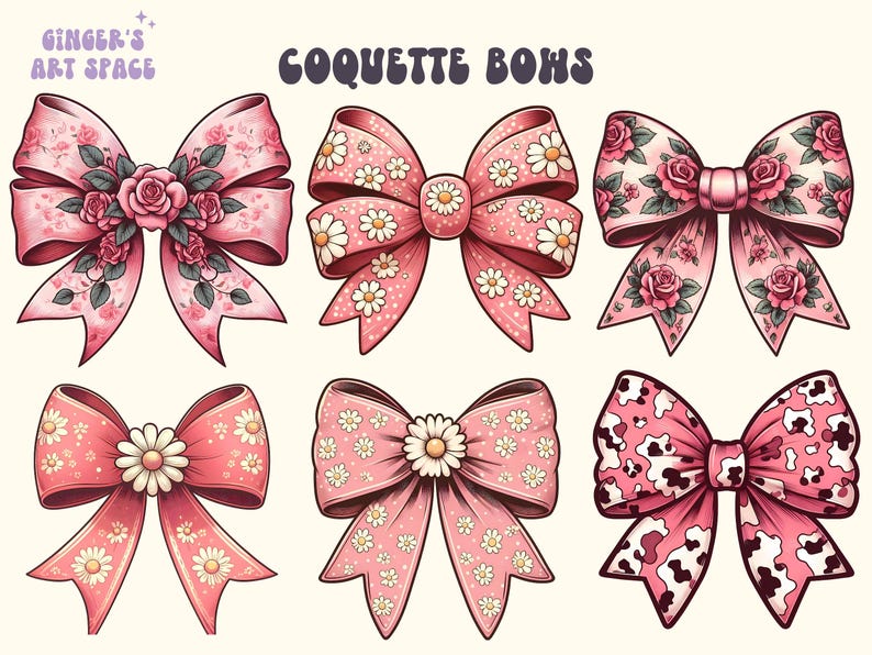 Coquette Bows PNG Clipart, Coquette Girly Clipart, Coquette Bows Bundle ...