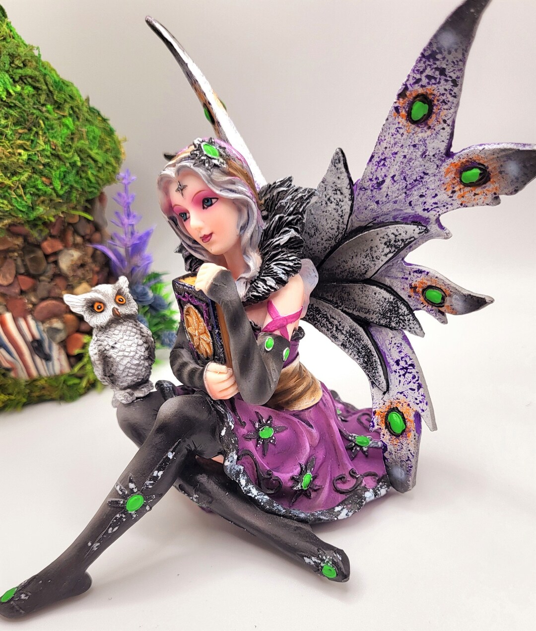 Beautiful Purple Night Fairy With Owl 5 Statue Figurine, Fairies ...