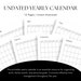Minimalist Printable Undated Yearly Calendar A4, A5, Letter Sizes - Etsy