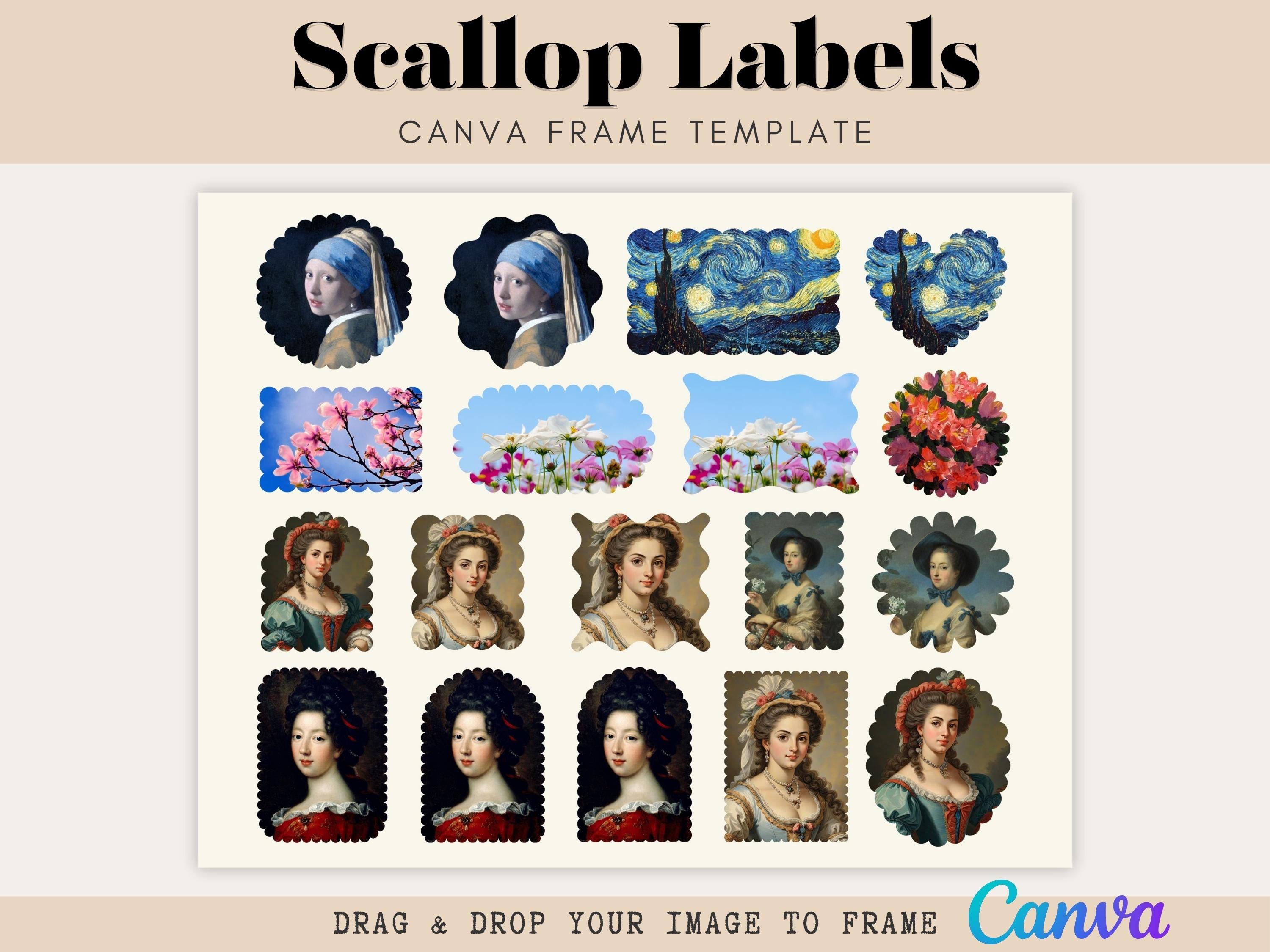 Scallop Label Canva Frames | Scrapbook & Junk Journal Templates, Drag ...