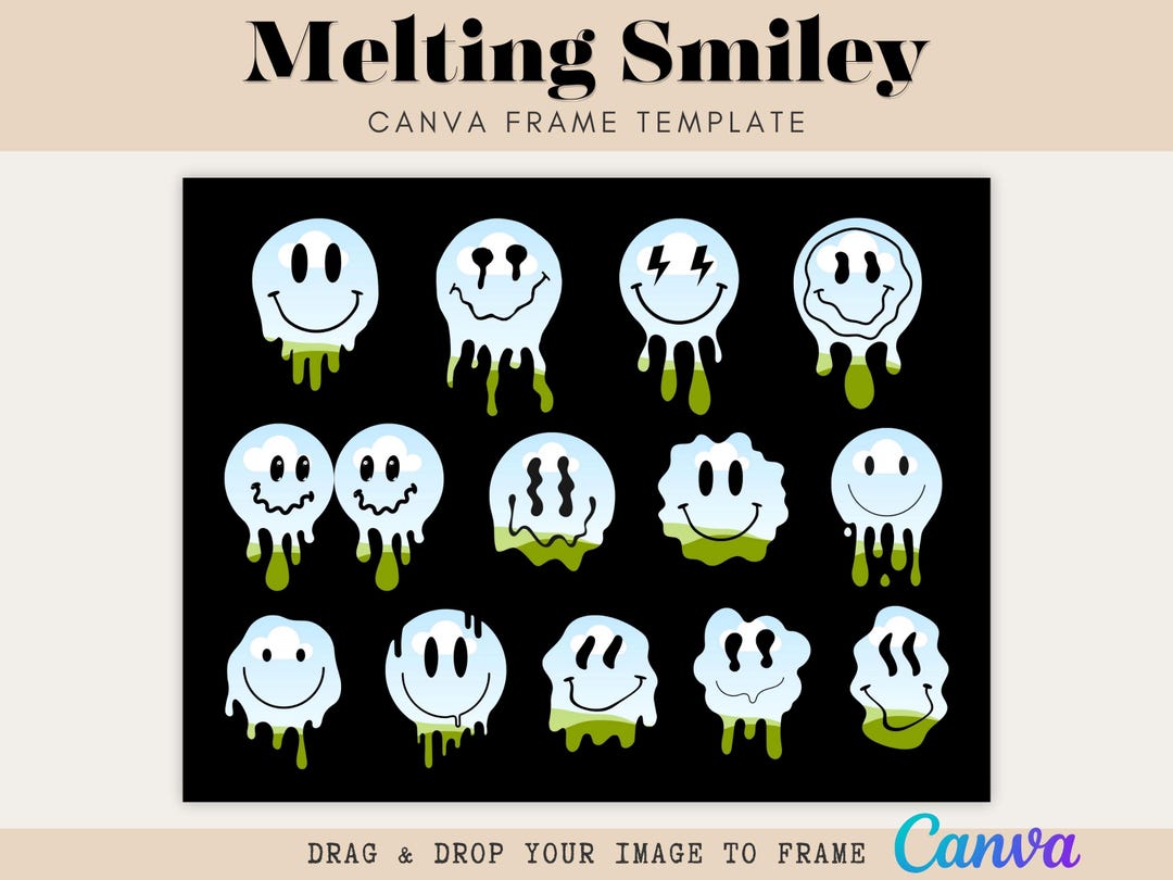 Melting Smiley Face Canva Frames | Scrapbook & Junk Journal Templates ...