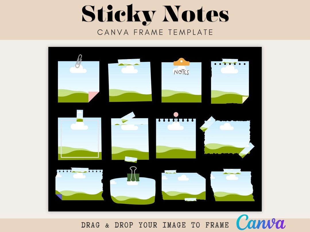 Sticky Notes Canva Frames | Scrapbook & Junk Journal Templates, Drag ...