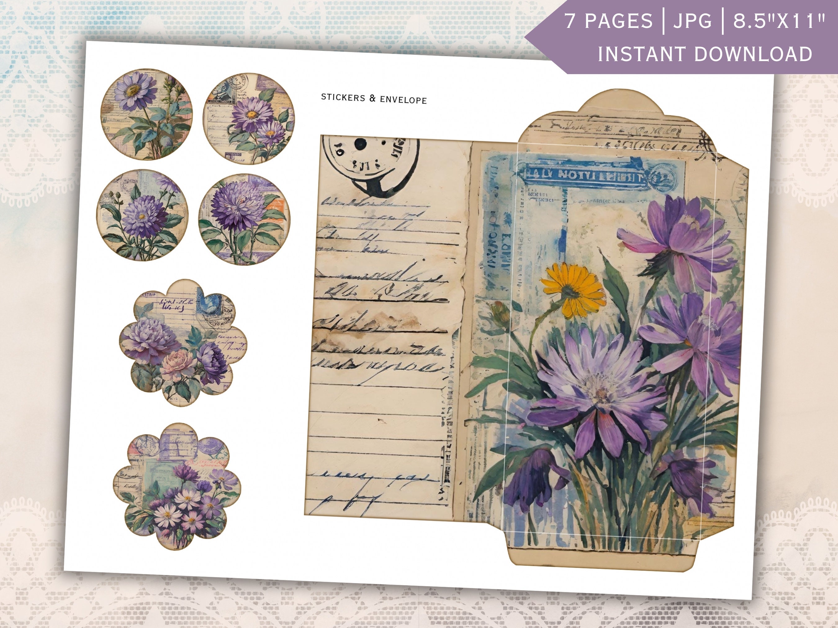 Junk Journal Embellishments Printable Violet Fairytale Junk Journal ...