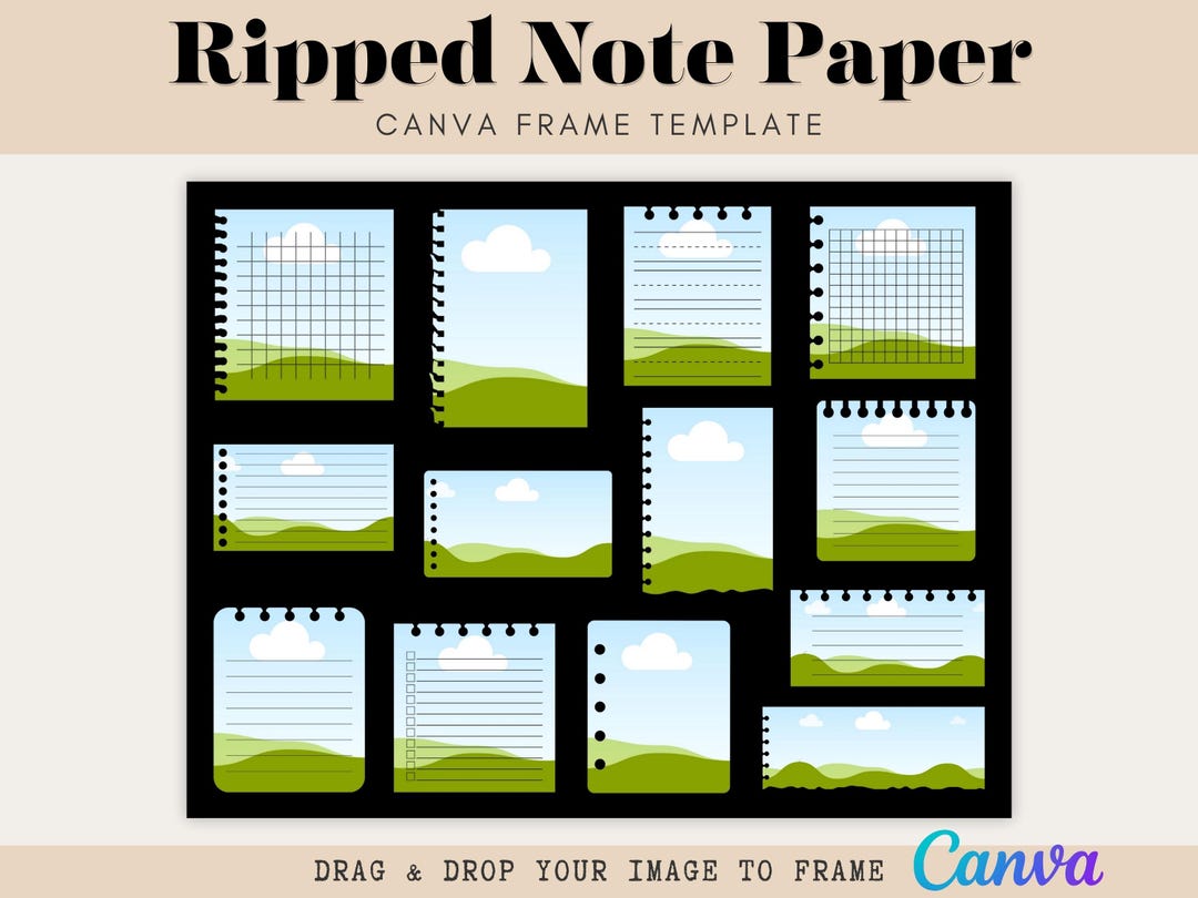 Ripped Note Paper Canva Frames | Scrapbook & Junk Journal Templates ...