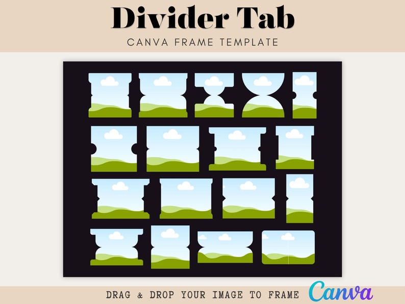 Tab Dividers Canva Frames | Scrapbook & Junk Journal Templates, Drag ...