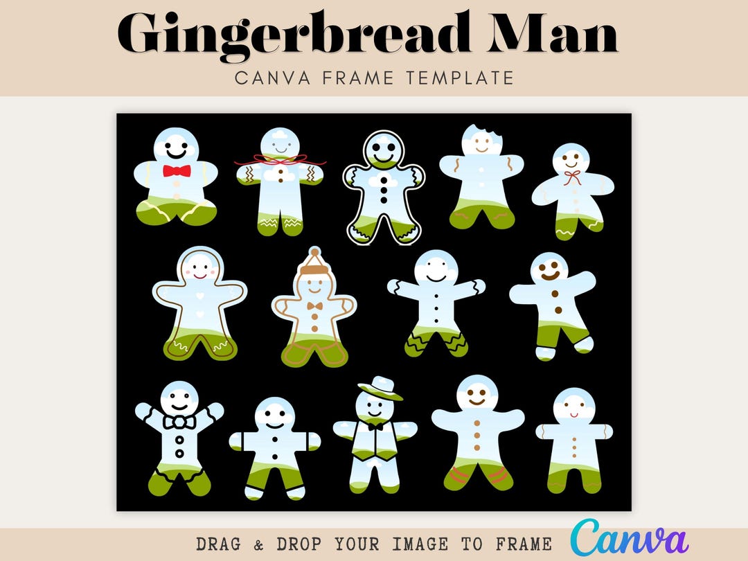 Gingerbread Man Canva Frames | Scrapbook & Junk Journal Templates, Drag ...