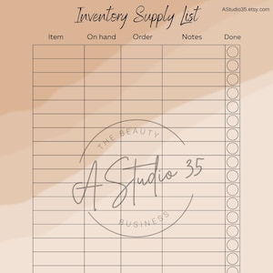 Printable Blank Salon Supply Inventory List. Salon Inventory ...