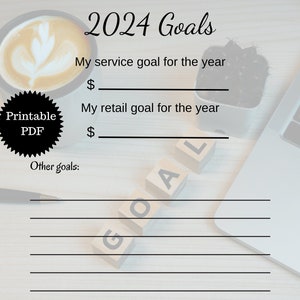 2024 Goals Sheet for Hairstylist, Esthetician, Nail Tech, Lash, Tech ...