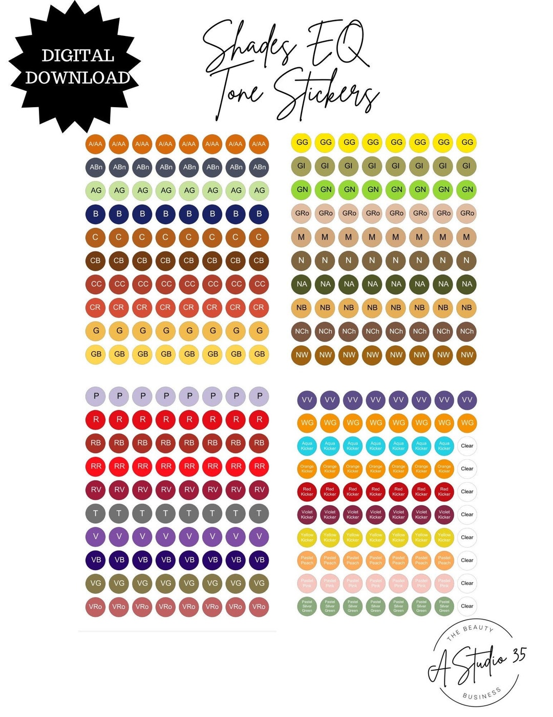 DIGITAL Redken SEQ Colored TONE Stickers,hairstylist,colorists,salon ...