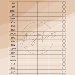 Matrix Color Sync Inventory Sheet. Hairstylist, Salon Inventory - Etsy