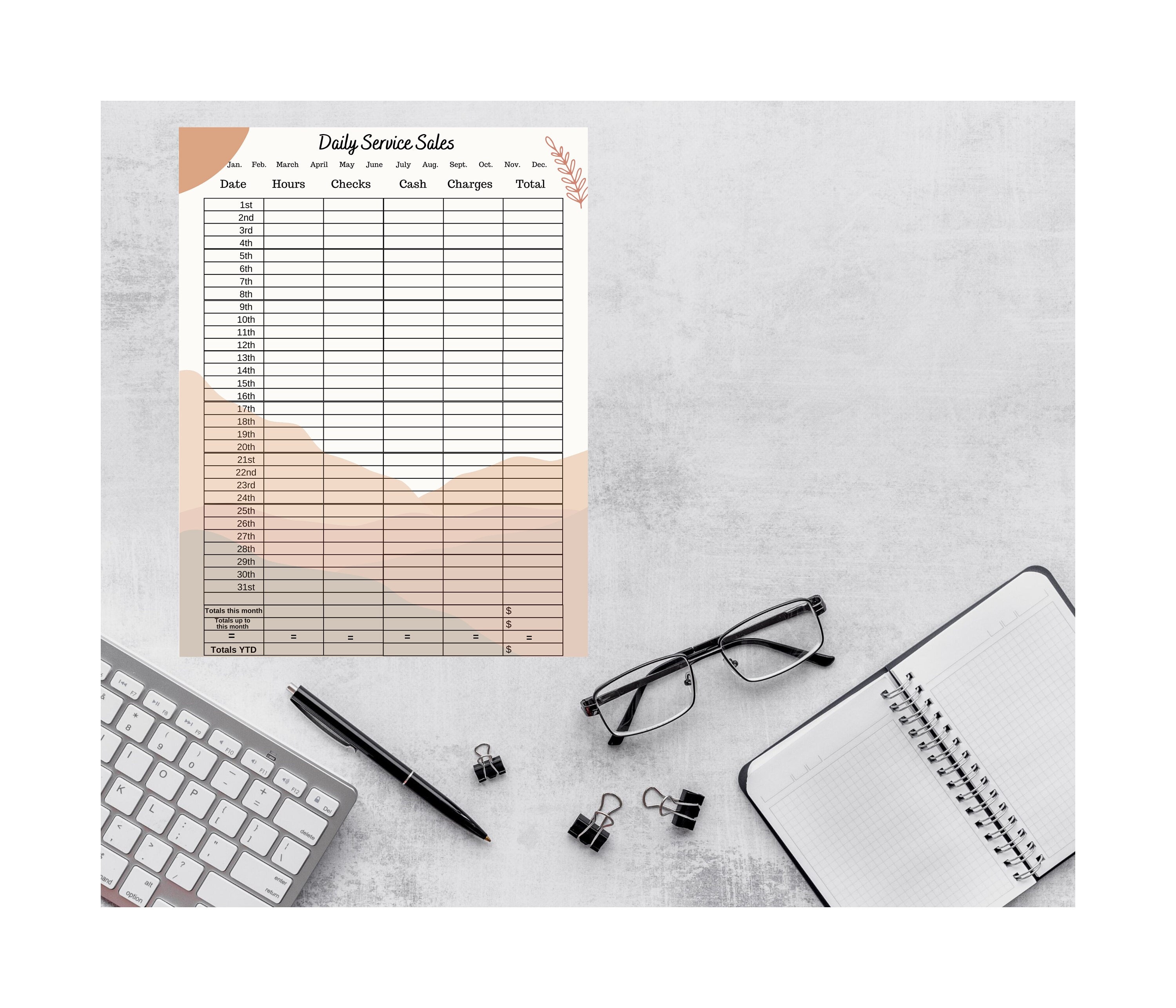 Hairstylist Daily Service Sales Tracker, Beauty Professionals ...