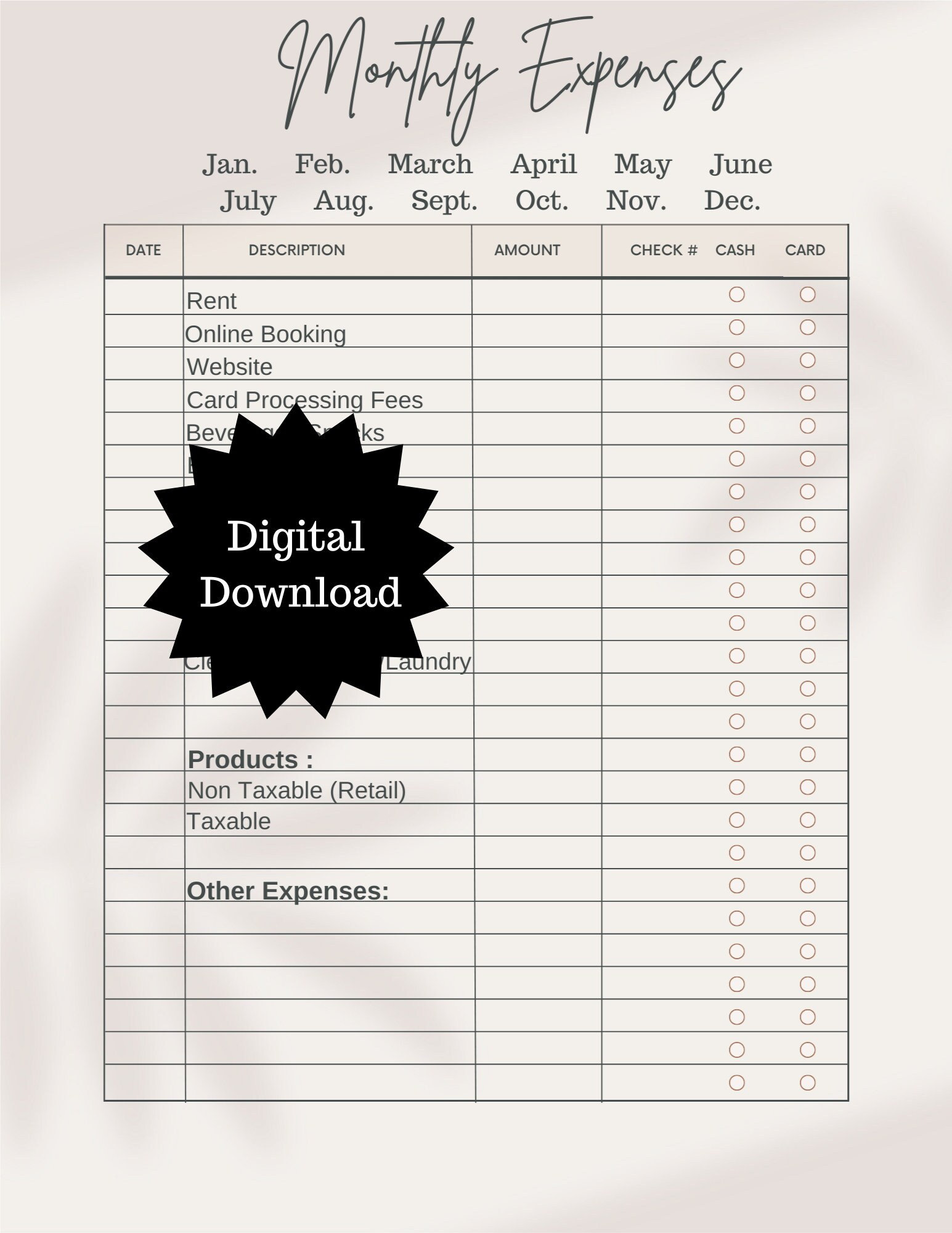 Hairstylist Monthly Expense Tracker. Beauty Expense Spreadsheet, Salon ...